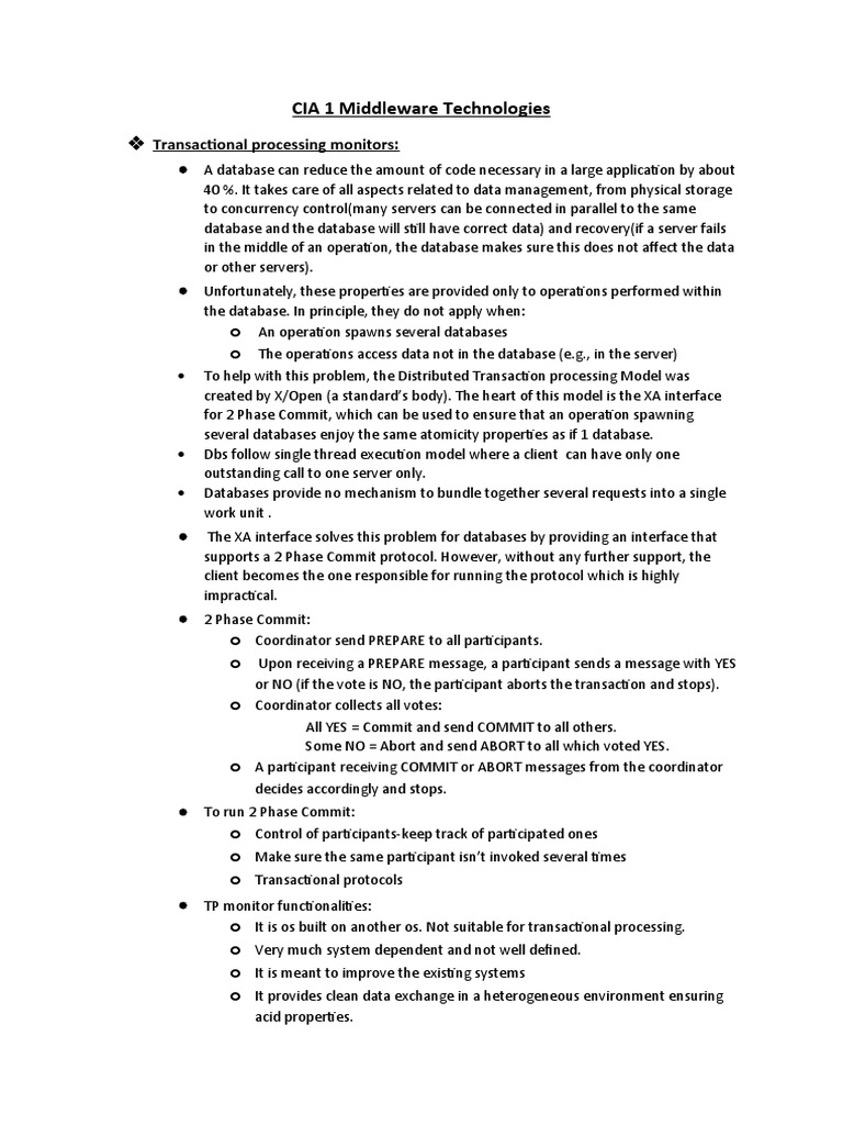 CIA Middleware Technologies | PDF | Databases | Middleware