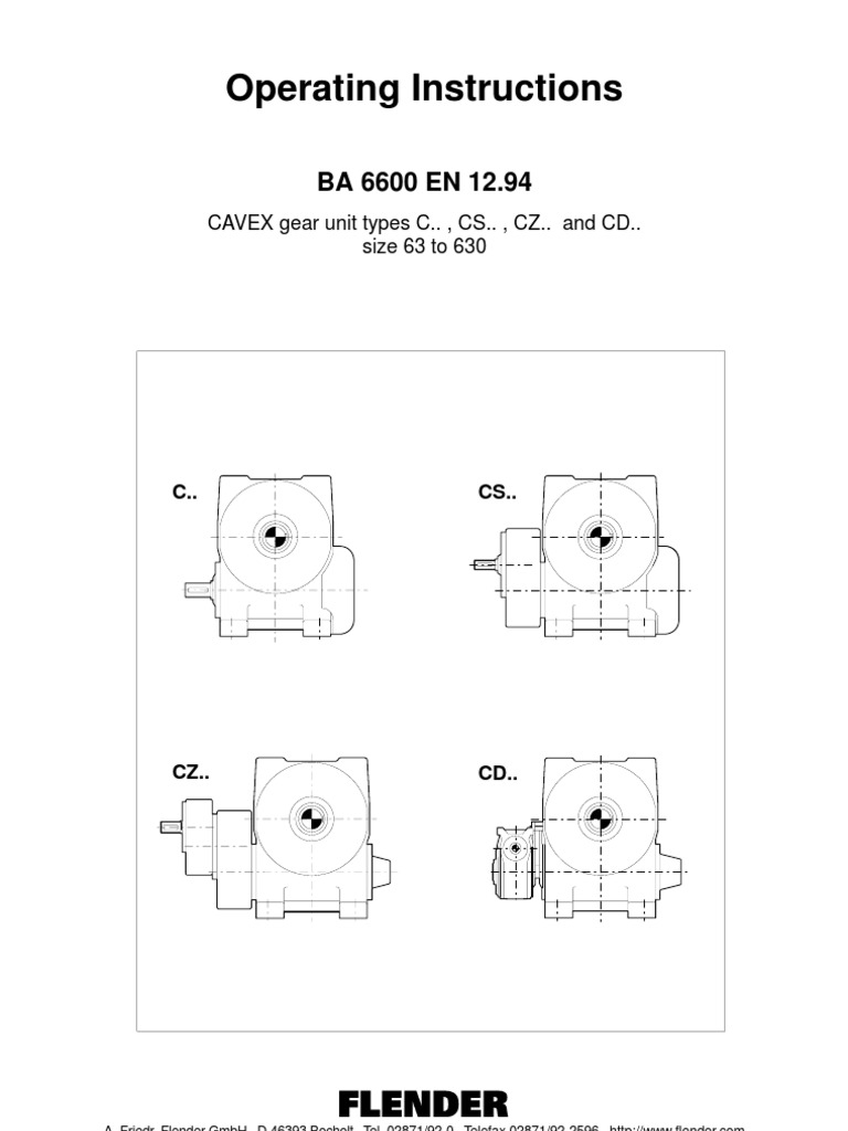 Cavex Manual | PDF | Bearing (Mechanical) | Gear