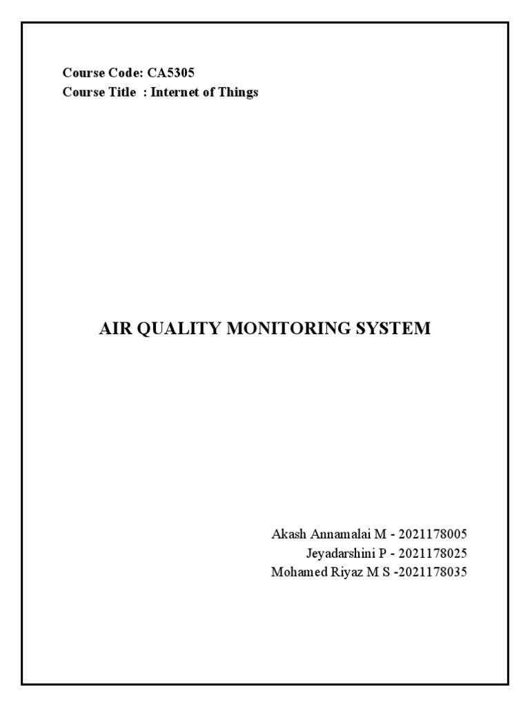 IoT Air Quality Monitoring System | PDF | Air Pollution | Sensor