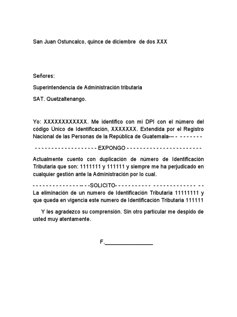 Carta para SAT. X 2 NIT. | PDF
