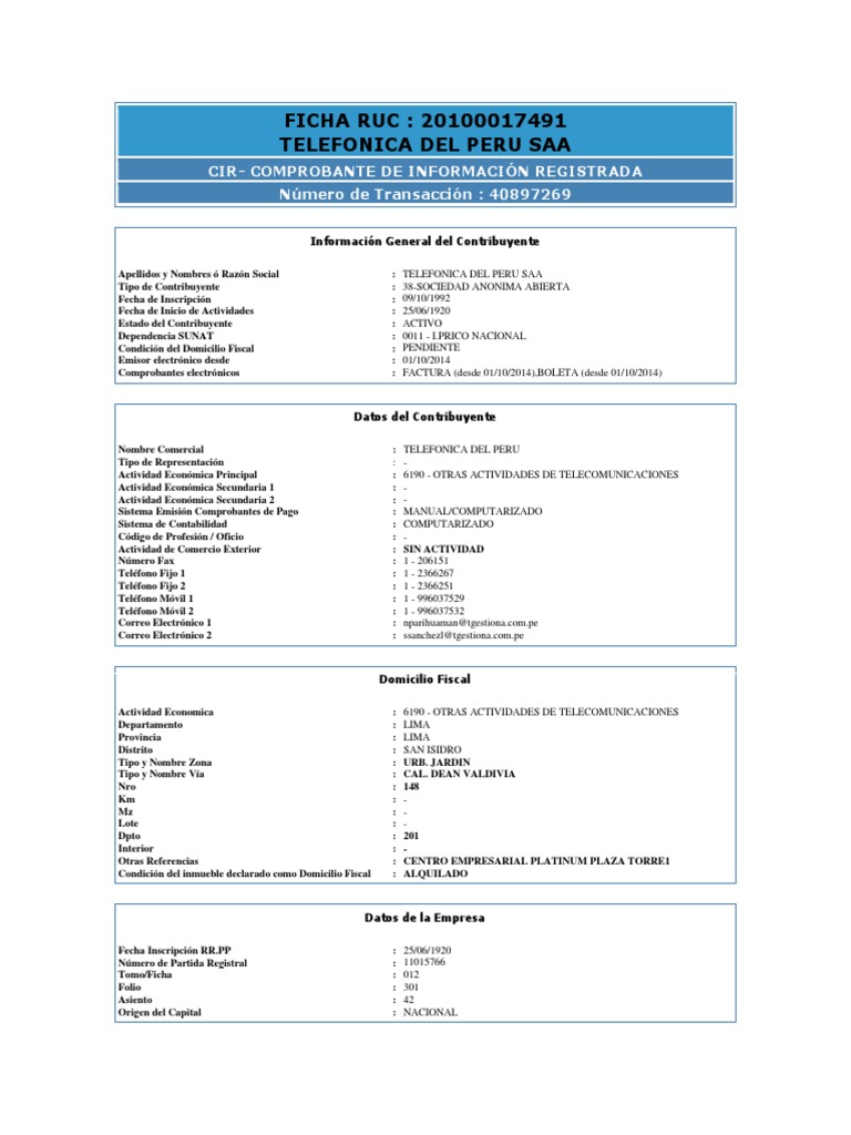 Tef-3 Ficha Ruc | PDF | Gobierno | Industrias de servicio