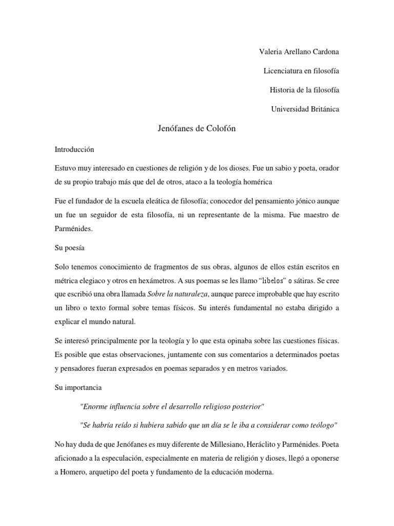 Jenófanes | PDF | Teorías filosóficas