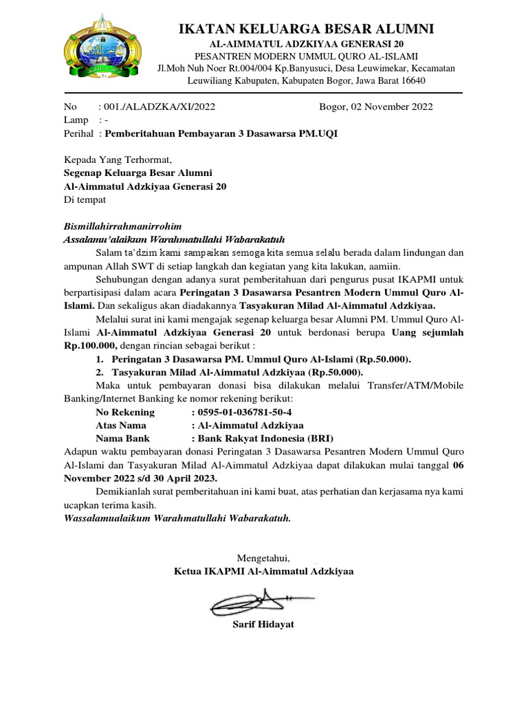 Surat Pemberitahuan | PDF