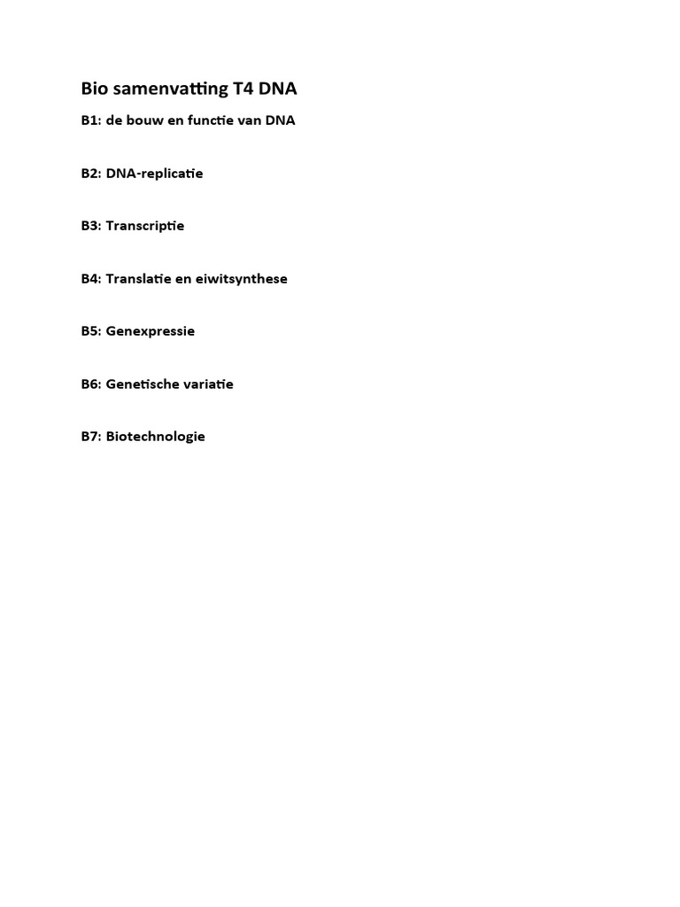 Bio Samenvatting DNA T4 V5 | PDF