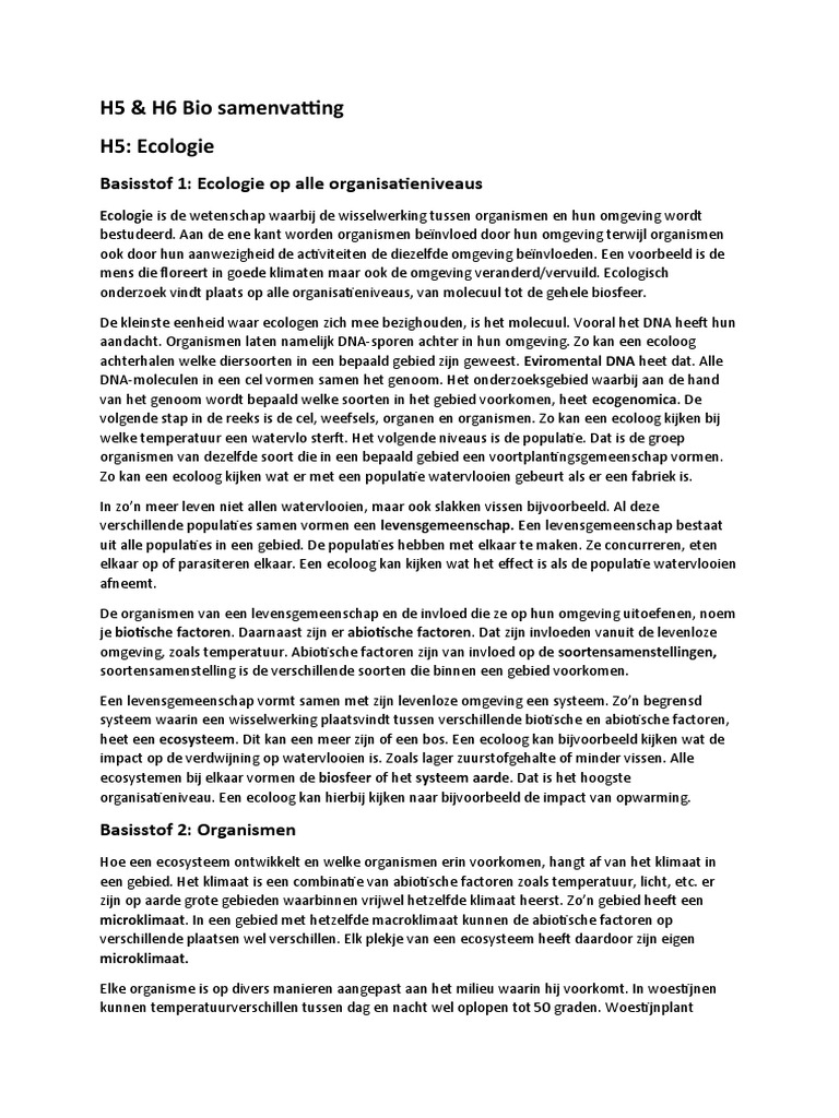 H5&H6 Bio Samenvatting | PDF