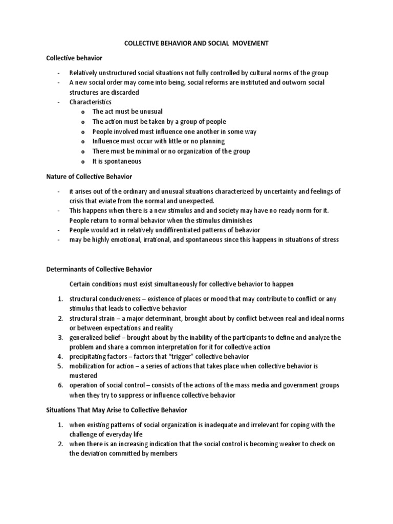 Understanding Collective Behavior and Movements | PDF | Behavior ...