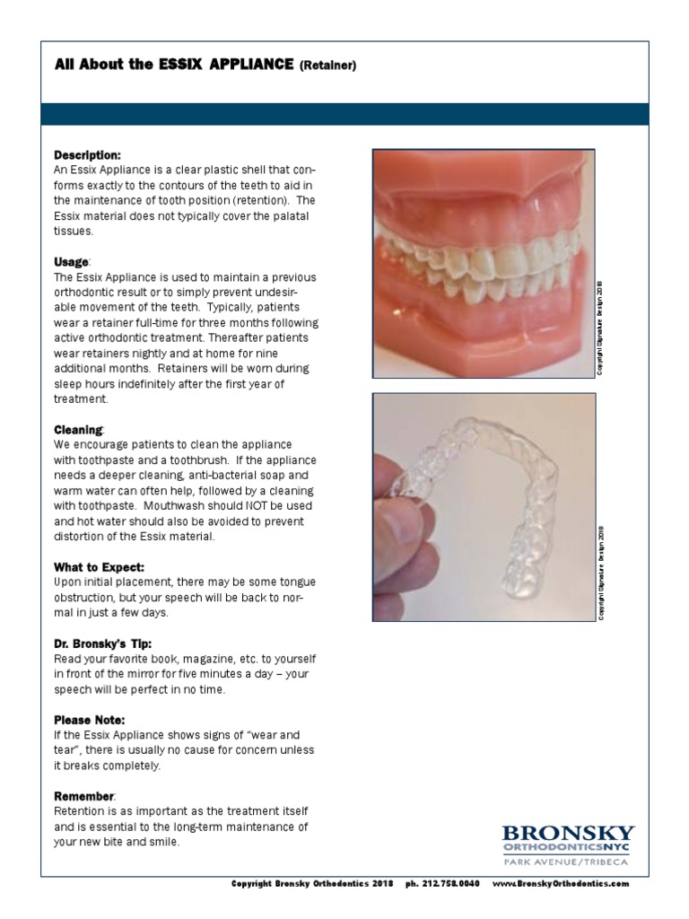 All About The ESSIX APPLIANCE Retainer | PDF | Home & Garden | Wellness