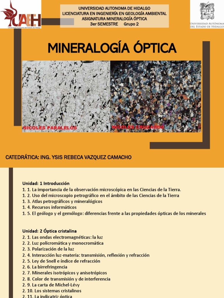 Mineralogía Optica | PDF | Roca ígnea | Roca (geología)
