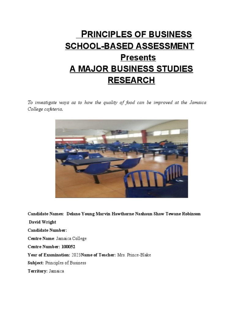 Principles of Business SBA | PDF | Cafeteria | Lunch