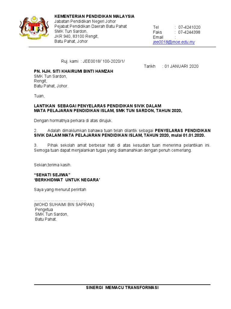 Surat Perlantikan Khairumi | PDF