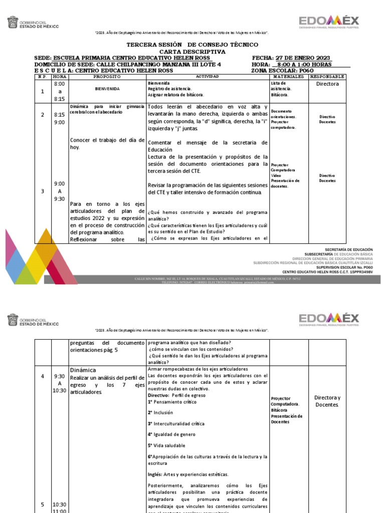 carta descriptiva | PDF | Educación primaria