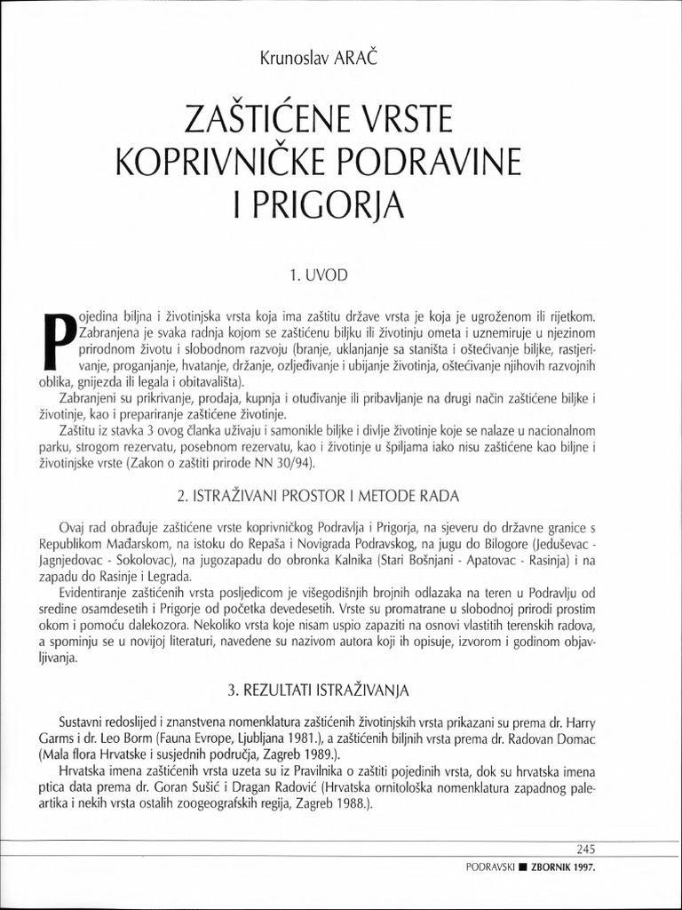 PZ 1997 Zasticene Vrste Koprivnicke Podravine I Prigorja STR 245 256 | PDF