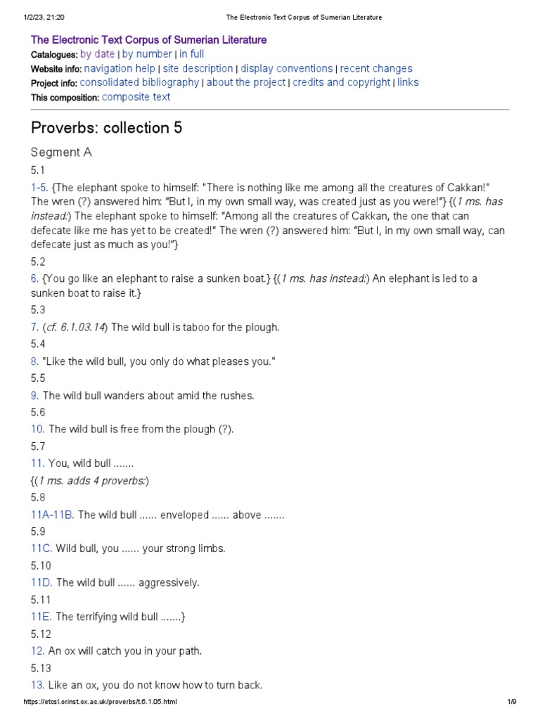 Sumerian Proverbs Collection 5 | PDF | Domesticated Animals | Mammals