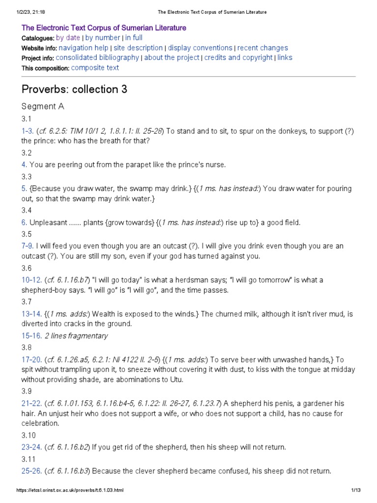 Sumerian Proverbs Collection 3 | PDF