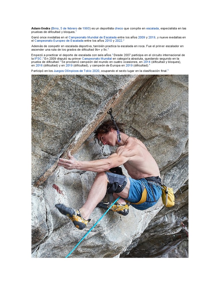 Adam Ondra: Campeón de Escalada | PDF