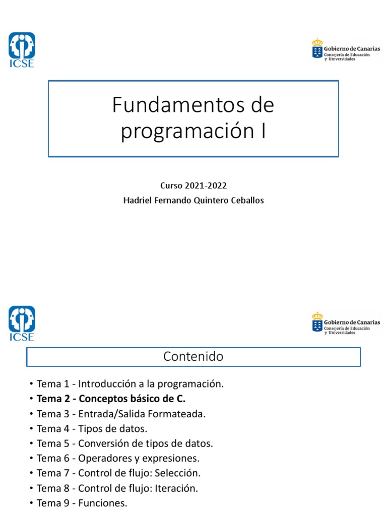 Tema 2 - Conceptos Básicos de C | PDF | Programa de computadora ...