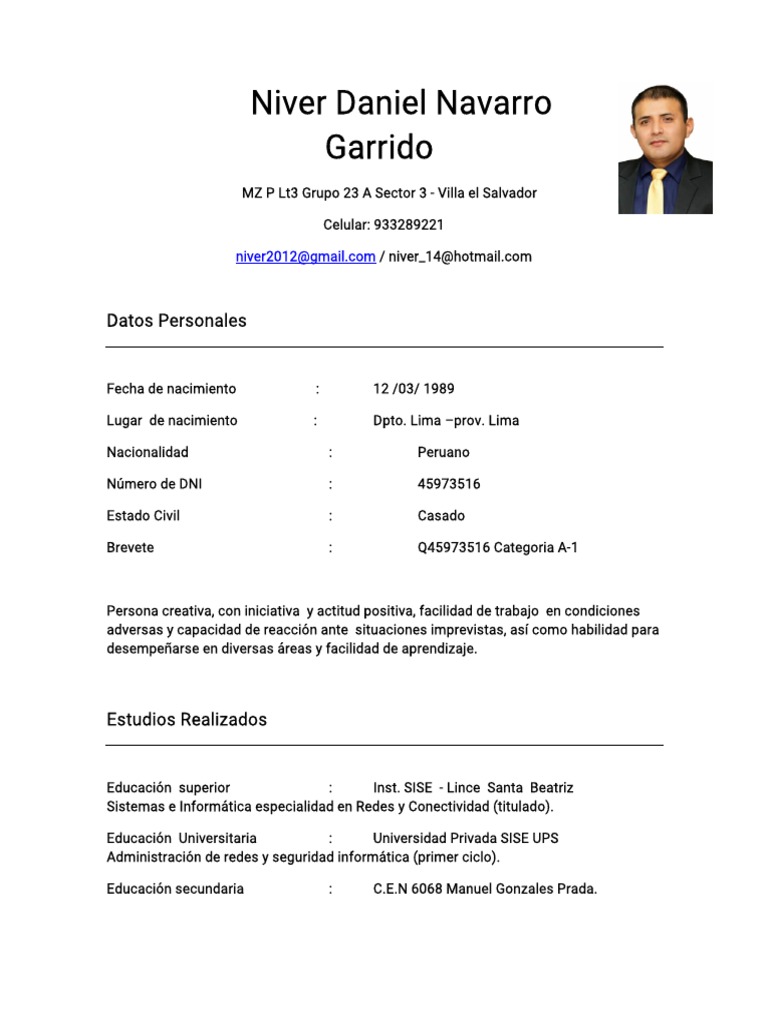 Navarro Garrido Niver Daniel CV | PDF