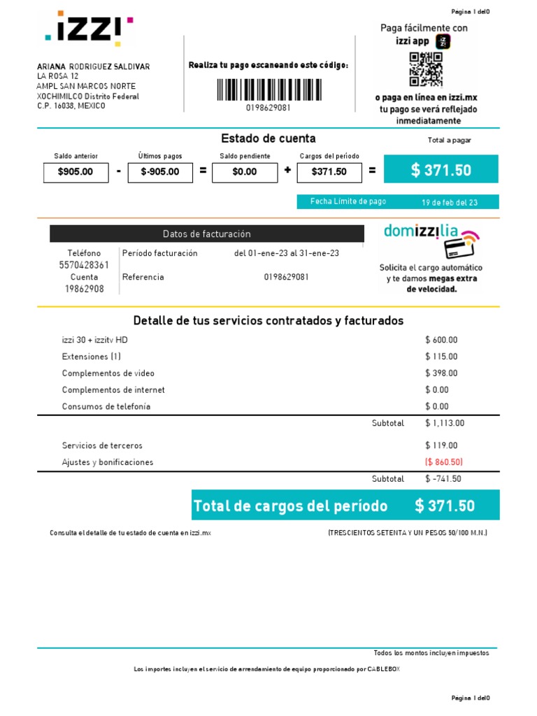 Recibo de Izzi | PDF | Industrias de servicio