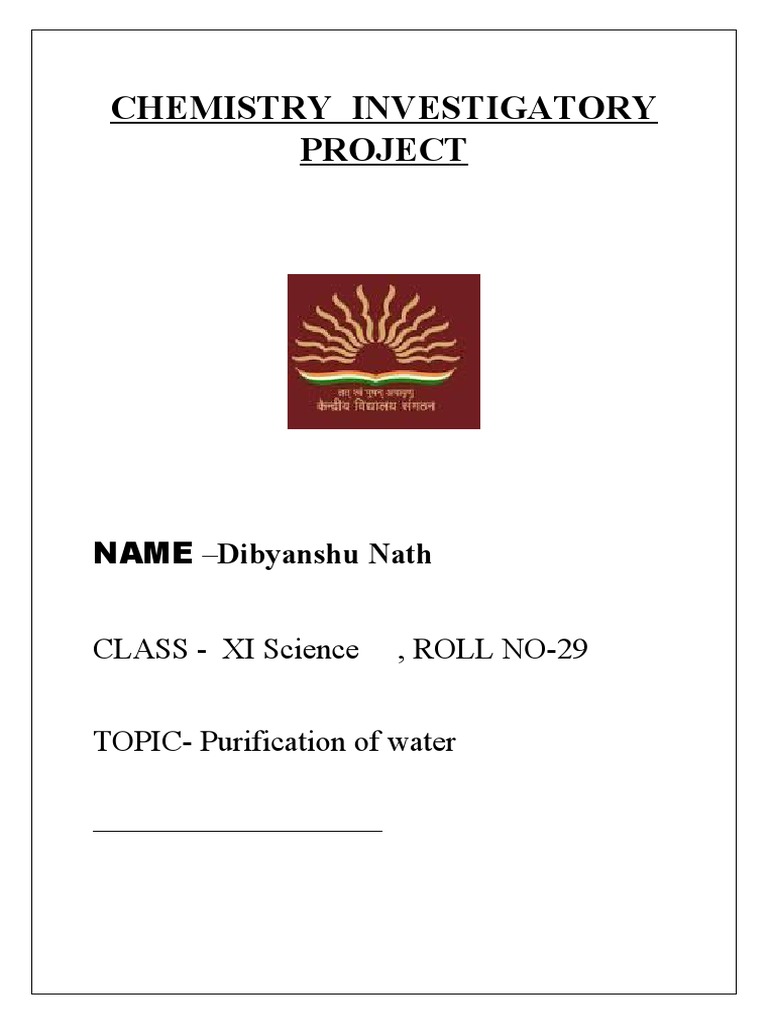 Methods of Water Purification Project | PDF | Water Purification ...
