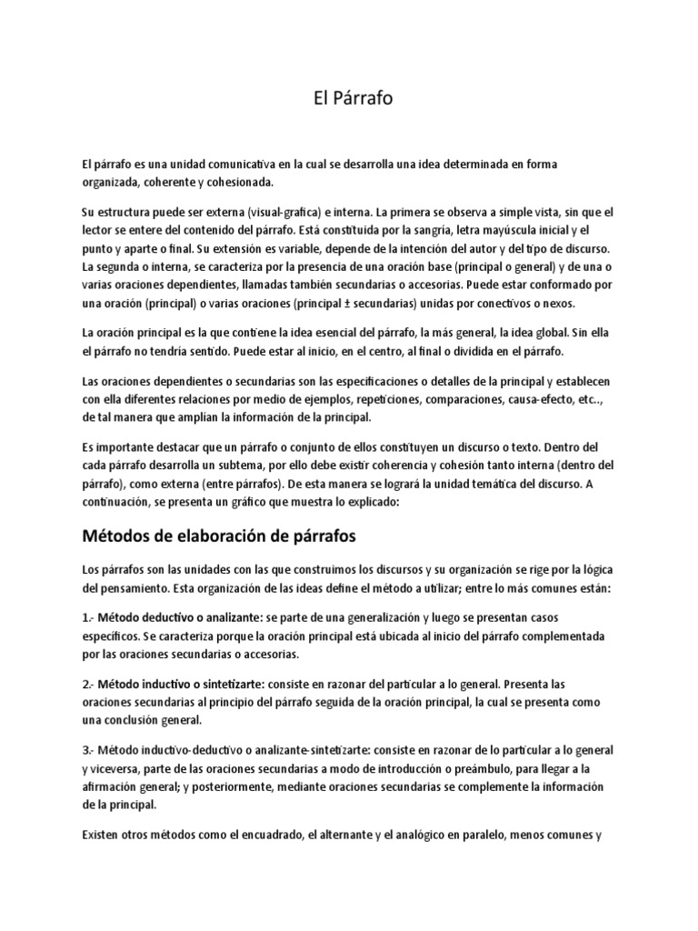 El Parrafo | PDF | Oración (Lingüística) | Palabra