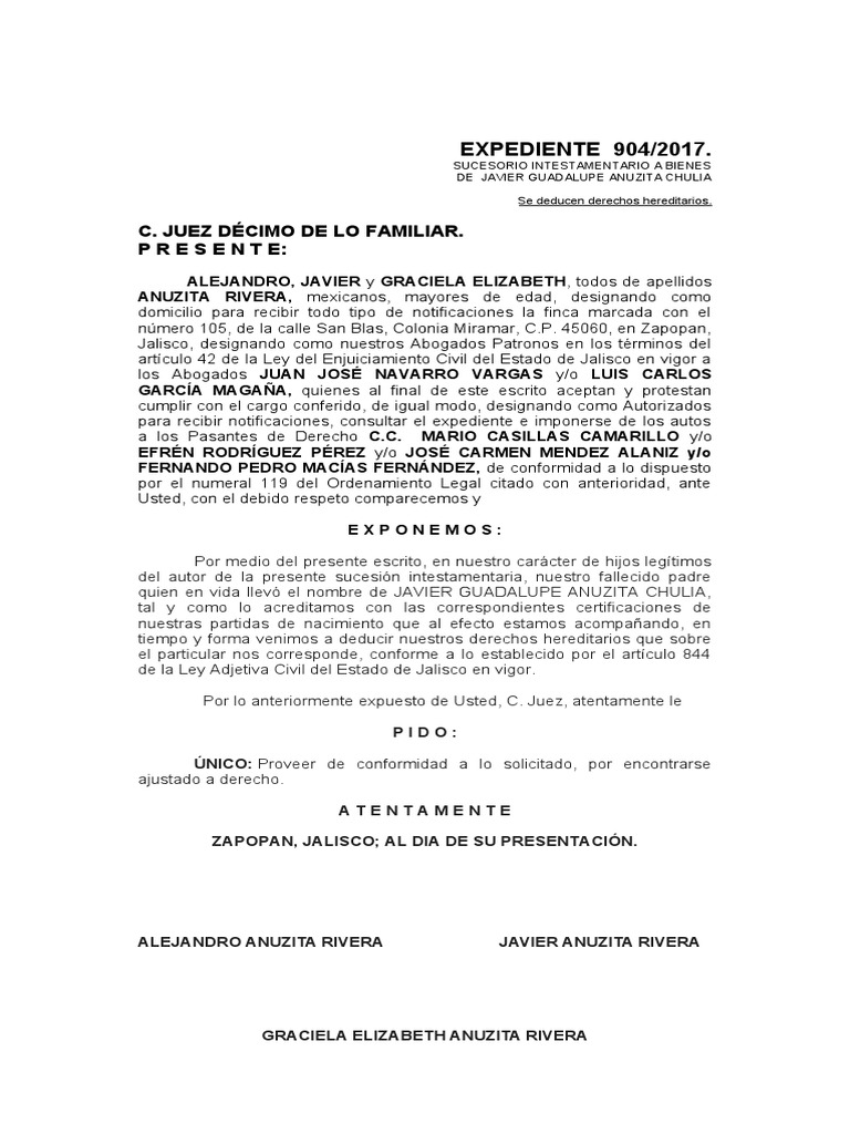 Deducir Derechos Hereditarios | PDF