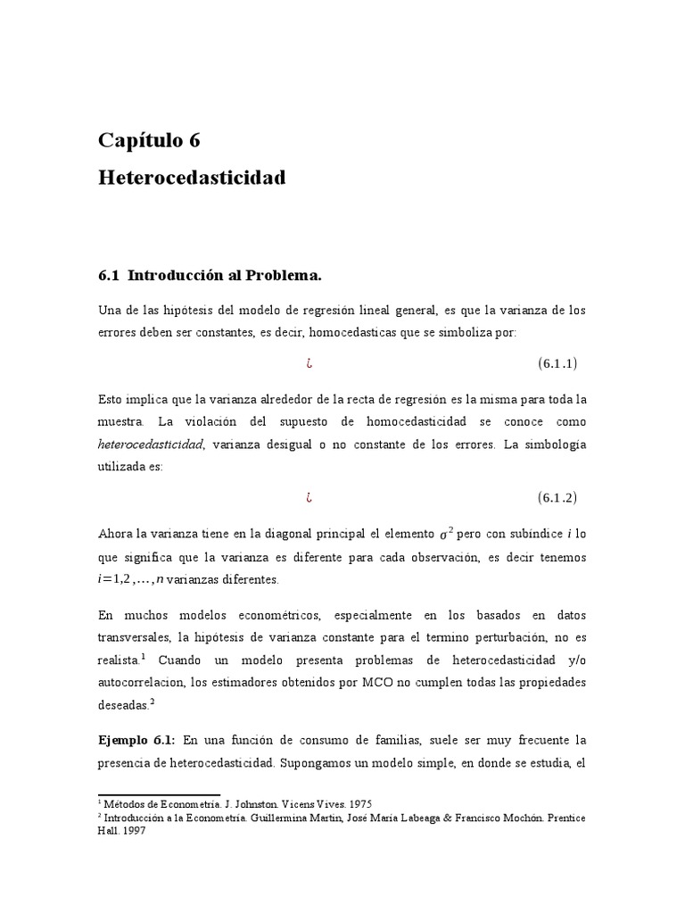 7 Heteroscedasticidad | PDF | Mínimos cuadrados ordinarios | Econometría