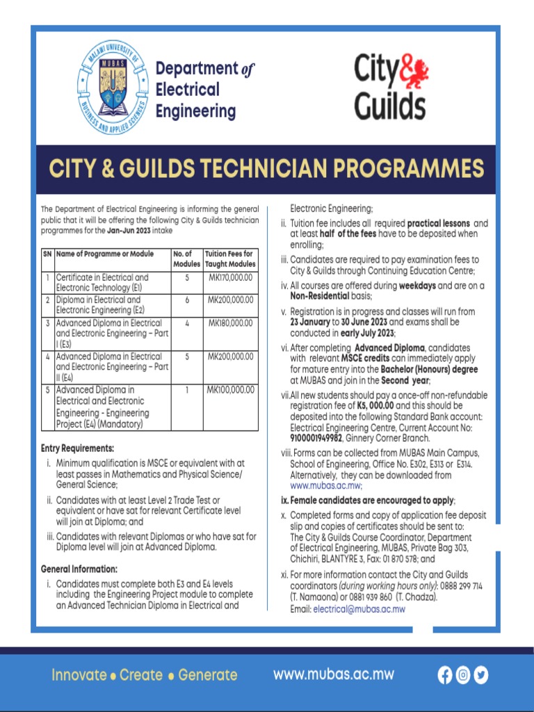 City & Guilds Electrical Programs 2023 | PDF | Diploma | Academic Degree