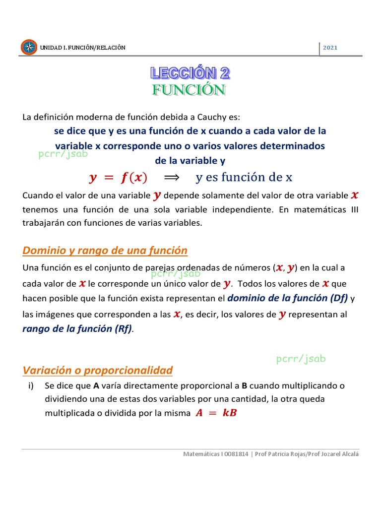 F. Lecc 2 | PDF | Función (Matemáticas) | Línea (geometría)