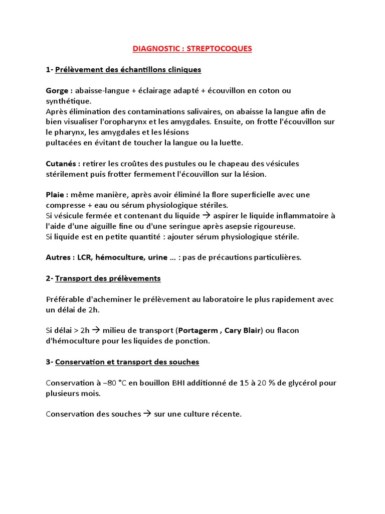 Chap 1 - Streptocoques Et Enterocoques - Fiche Diagnostic | PDF ...