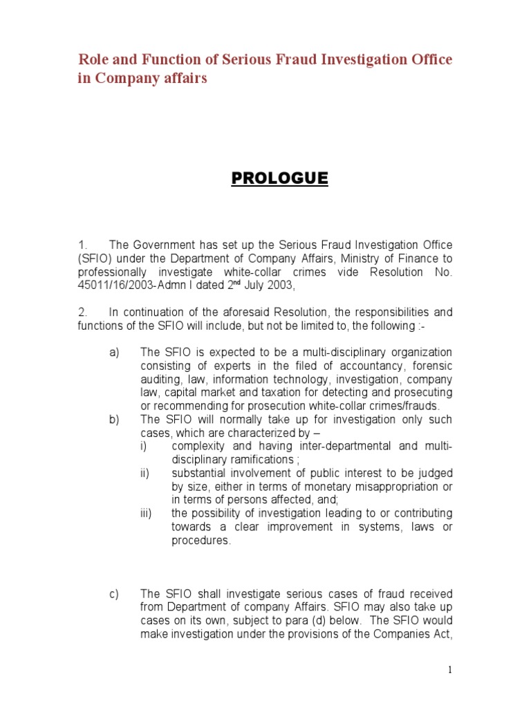 1046 Role and Function of Serious Fraud Investigation Office in Company ... 1046 Role and Function of Serious Fraud Investigation Office in Company ...
