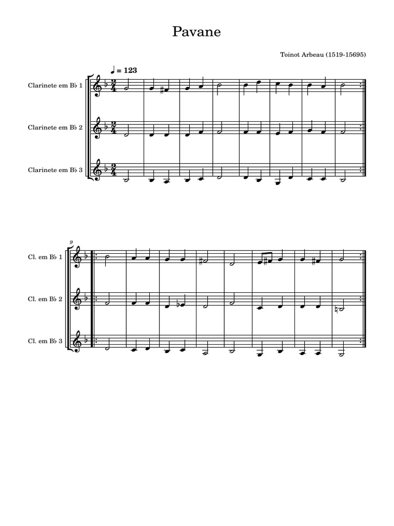 Pavane - Trio de Clarinetes | PDF