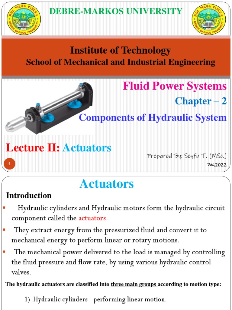 Chapter 2 Hydraulic Actuators L2 | PDF | Actuator | Electric Motor
