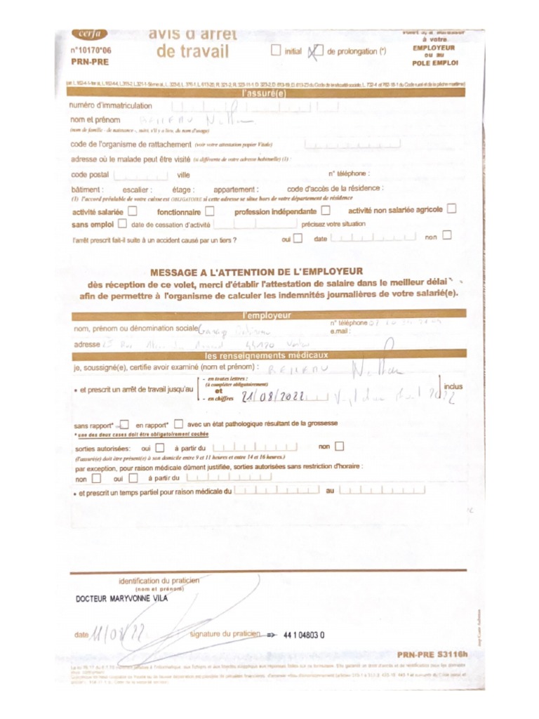 Prolongation Arrêt | PDF