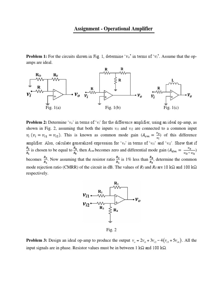 Assignment Opamp | PDF | Operational Amplifier | Amplifier