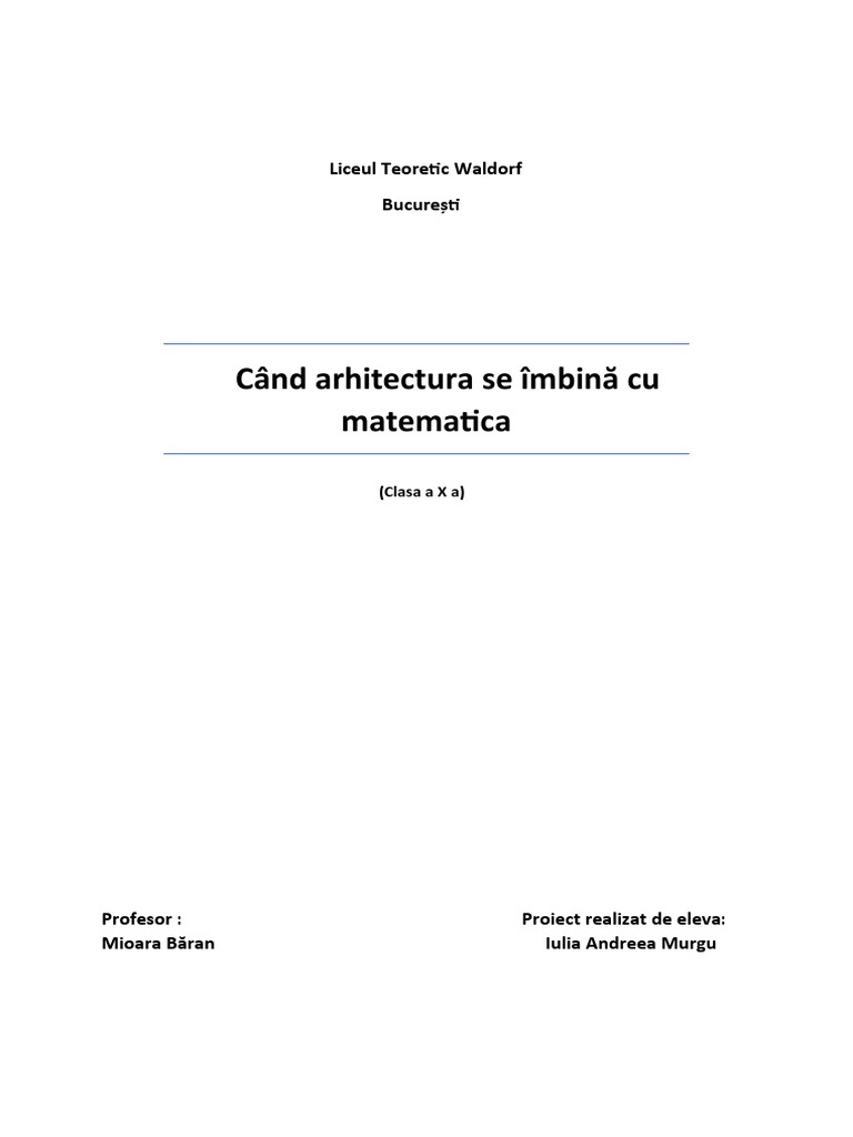 Arhitectură (Proiect Mate) | PDF