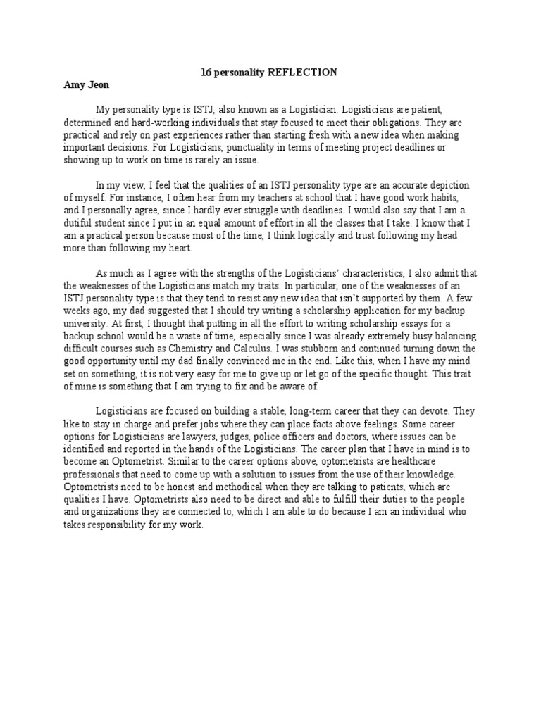 16 Personality Reflection | Download Free PDF | Personality Type ...