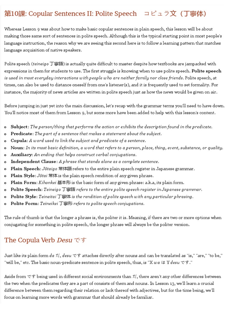 10 - Copular Sentences II | Download Free PDF | Japanese Language ...