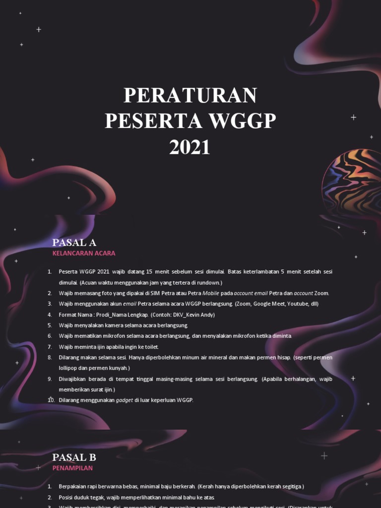 Peraturan Peserta WGGP 2021 | PDF