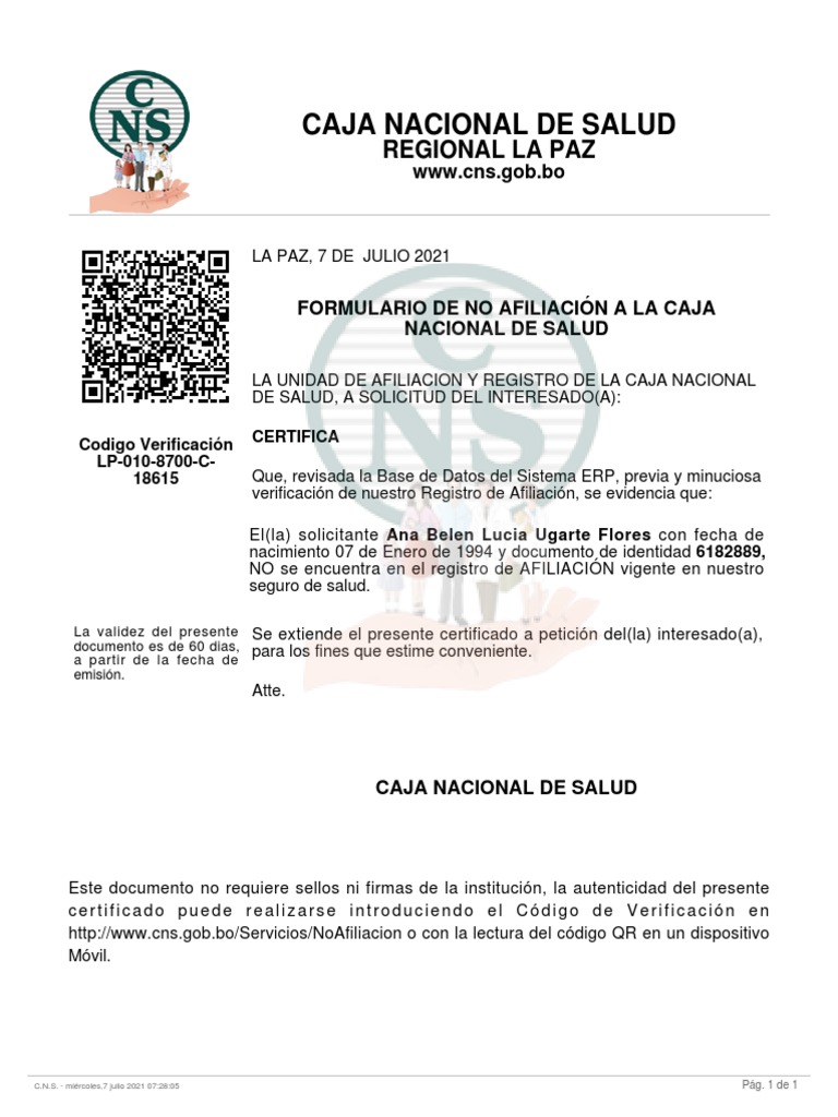 No Afiliacion CNS | PDF