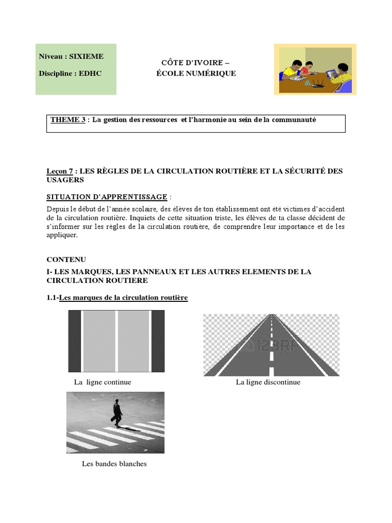 Règles de Circulation Routière en 6ème | PDF | Feu de circulation ...