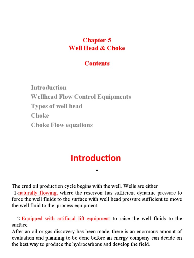 Chapter 5 Wellhead and Choke Performance | PDF | Casing (Borehole) | Valve