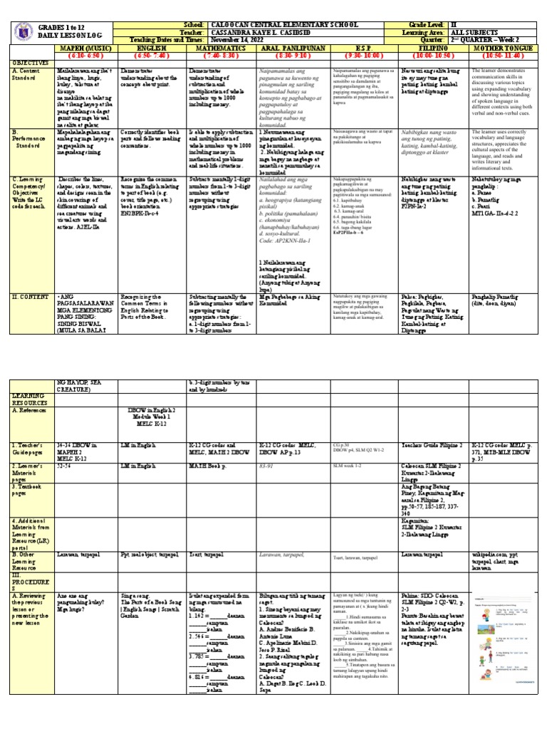Objectives A. Content Standard: Esp2Piia-B - 6 | PDF