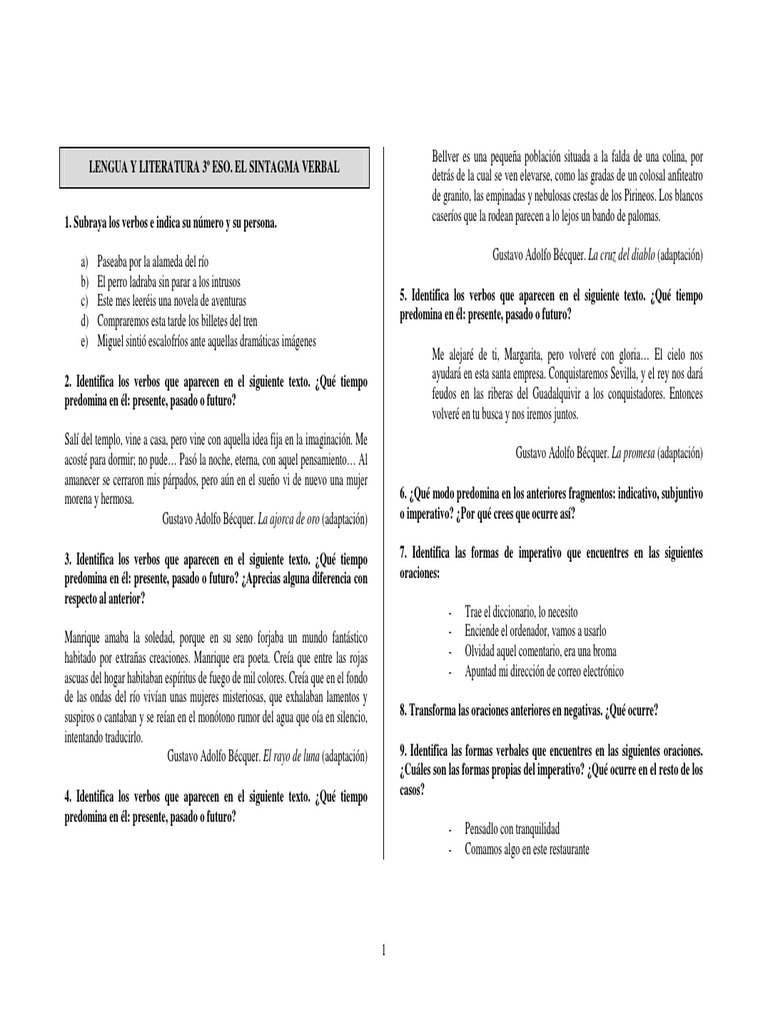 Ejercicios Sintagma Verbal | PDF | Verbo | Adverbio