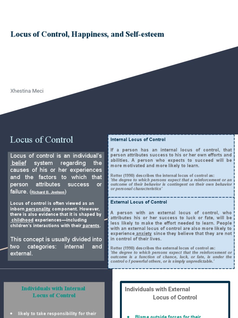 Locus of Control, Happiness, and Self-Esteem | PDF | Self Esteem ...