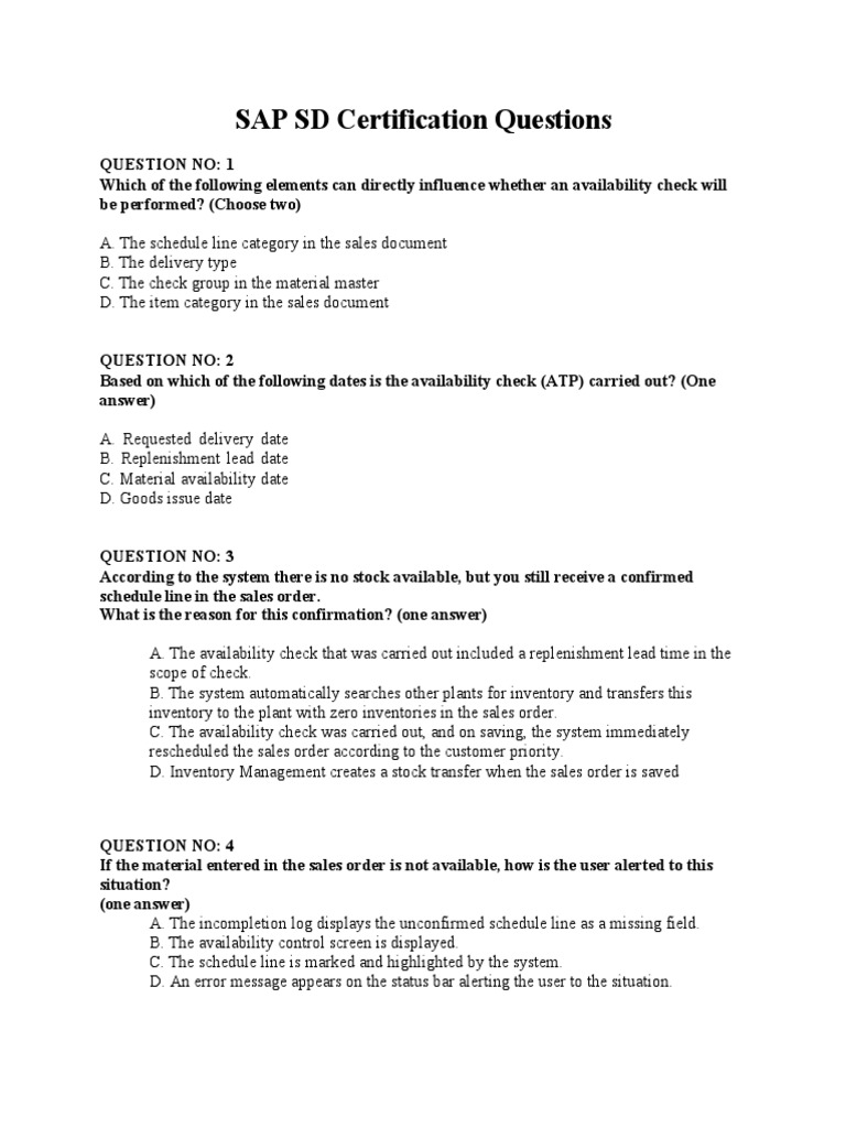 Sap SD Questions Document | PDF | Invoice | Warehouse