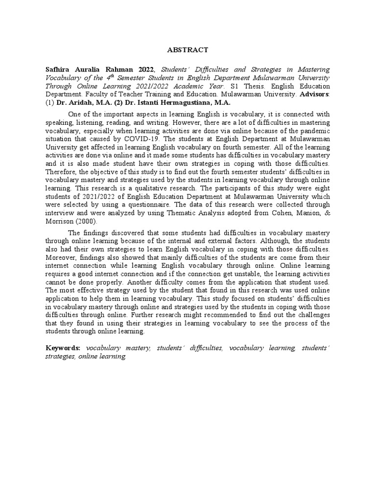 ABSTRACT | PDF | Vocabulary | Methodology