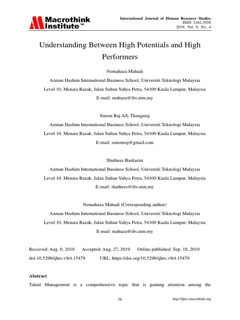 Understanding Between High Potentials and High Per | PDF | Leadership | Employment