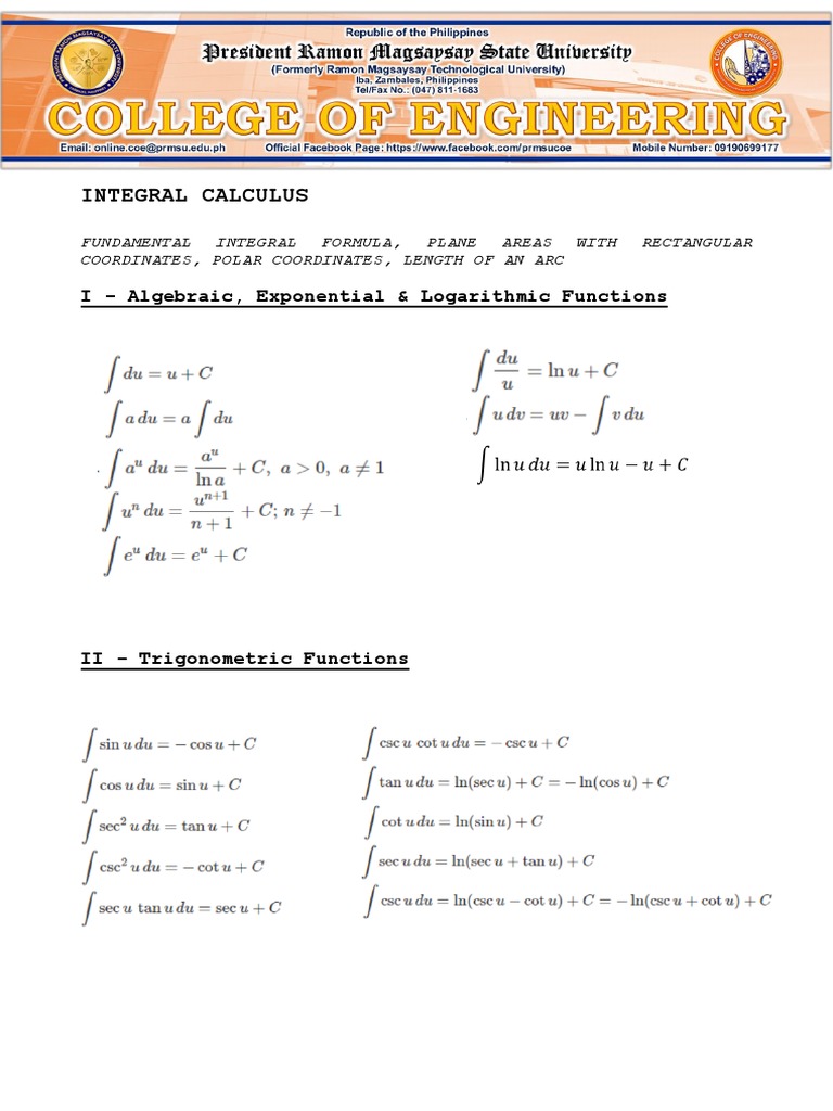 Integral Calculus Pdf