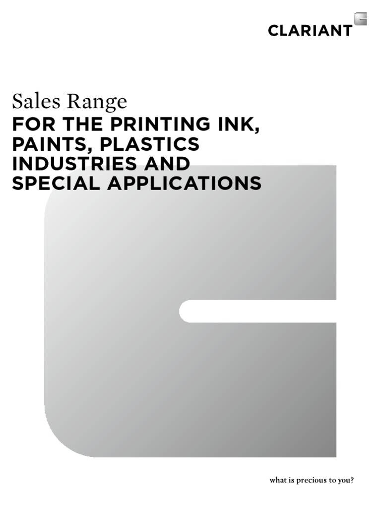 Clariant Brochure Sales Range Printing Ink Paints Plastics Industries ...