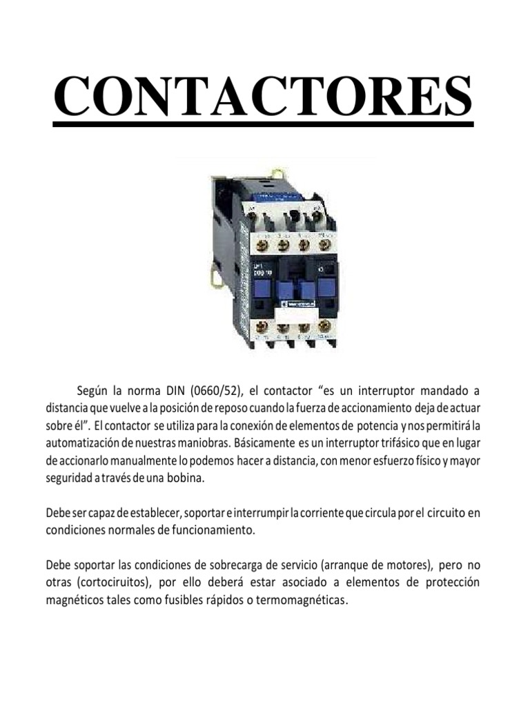 Contactores: Funciones y Tipos Esenciales | PDF | Relé | Electricidad